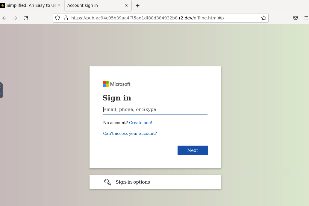 Fake Microsoft login page designed to harvest credentials.